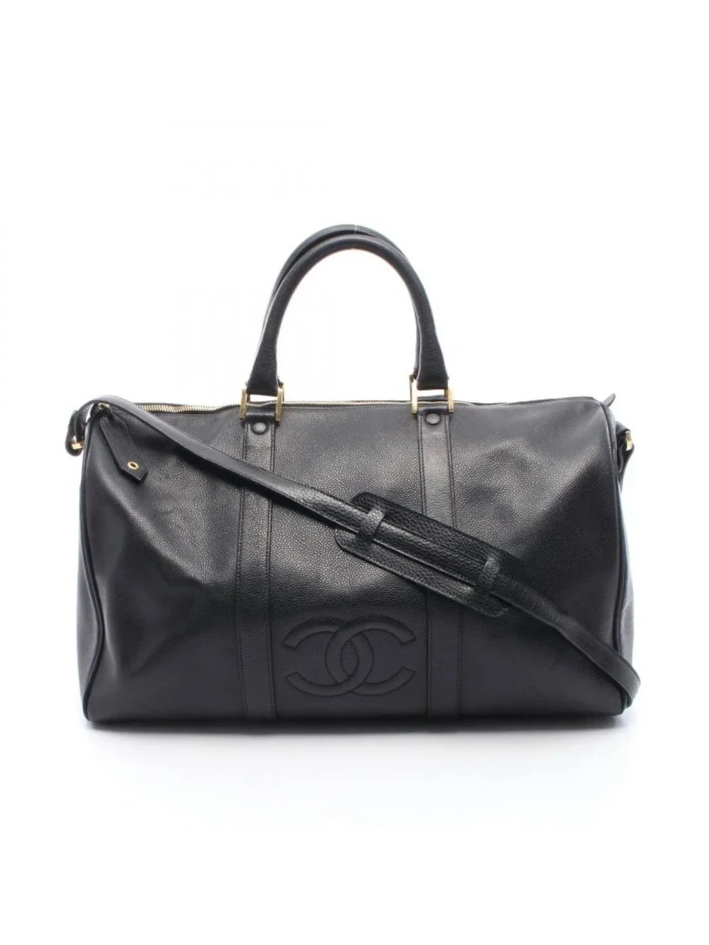 CHANEL | Bags | Chanel Boston Bag Cc Logo 2way Black Caviar Leather Cc ...
